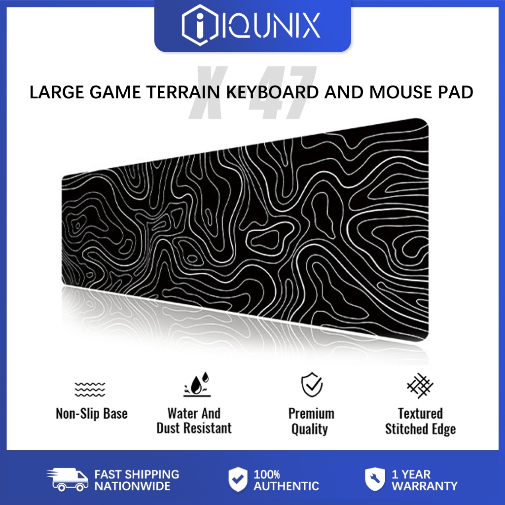 IQUNIX Large gaming terrain keyboard and mouse pad, black, extended ...