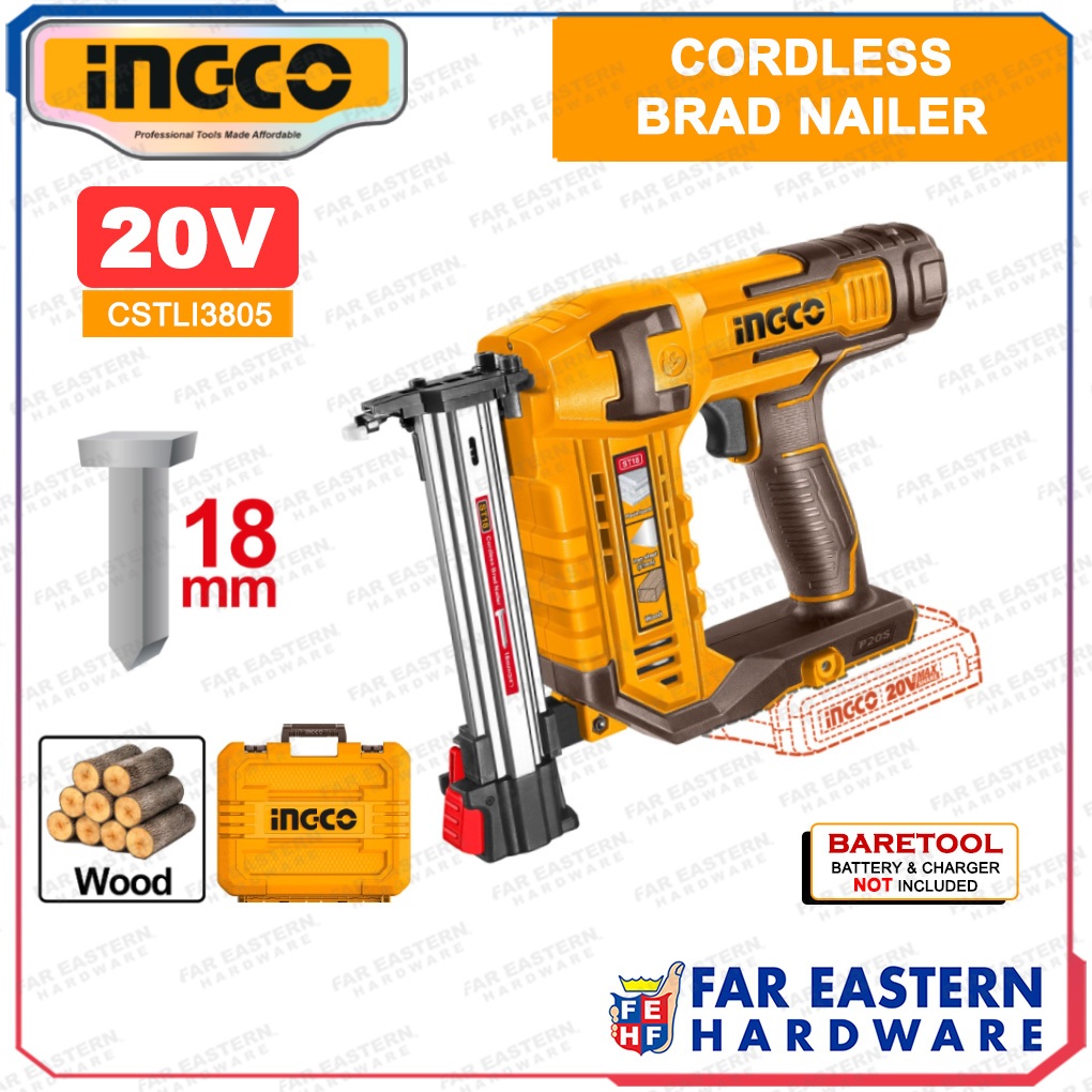 INGCO Cordless Brad Nailer Nail ST18 20V BARETOOL CSTLI3805 INPTCL ...