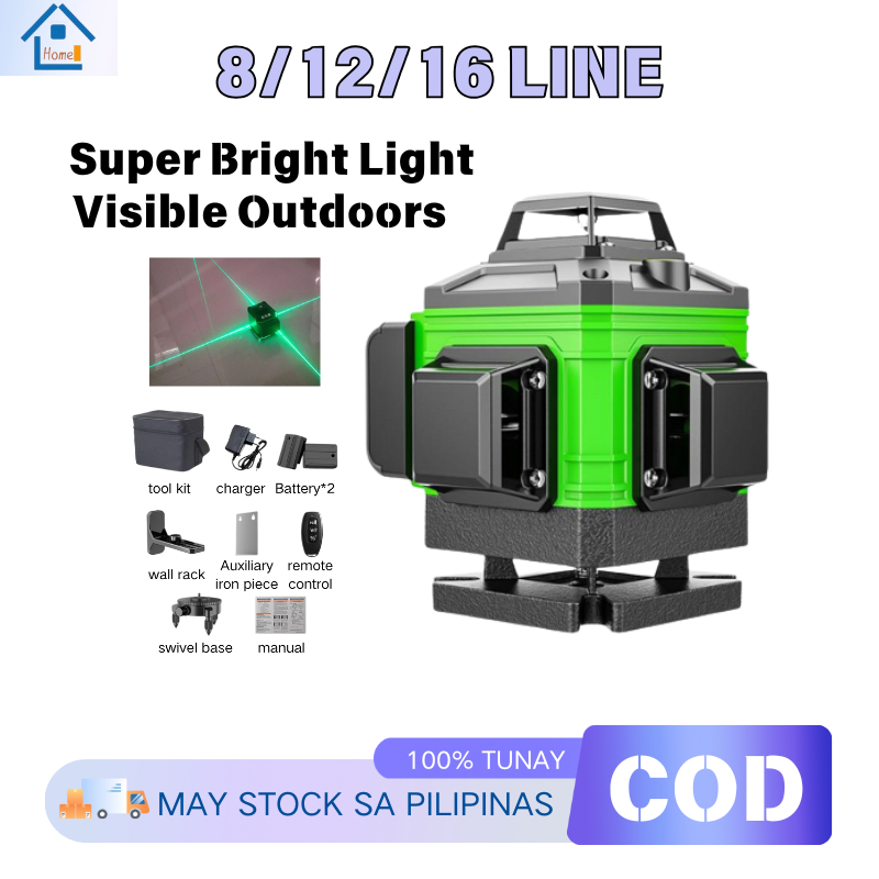 8/12/16 Line Laser Level Tool Green Light line Rotary Cross 4D Auto ...