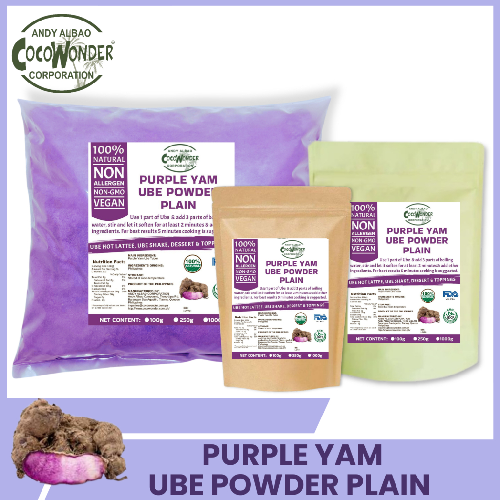 PURPLE YAM UBE POWDER PLAIN 100G - (COCOWONDER) Very Fine Ube ...