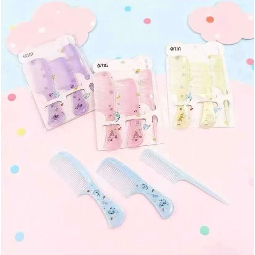 KJZK 3in1 Hair Comb cute design fine tooth hair comb cartoon comb set ...