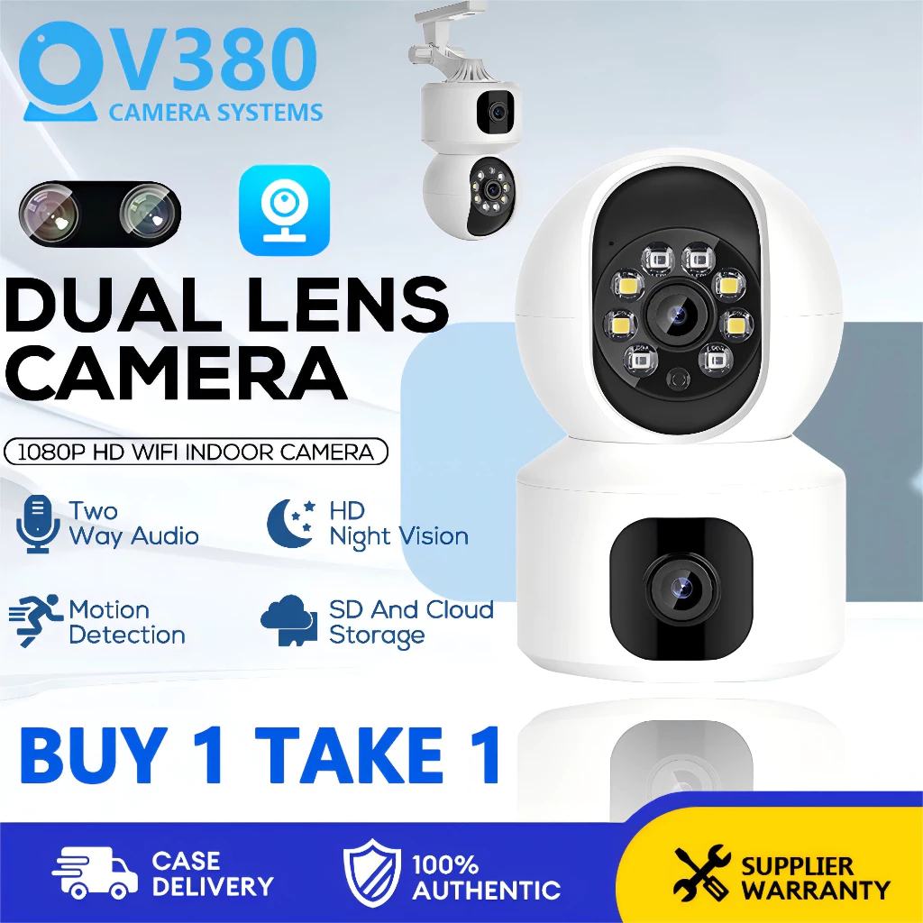 V380 Pro CCTV Camera Wifi Connect to Cellphone 2K Dual Lens 1080P Pan ...