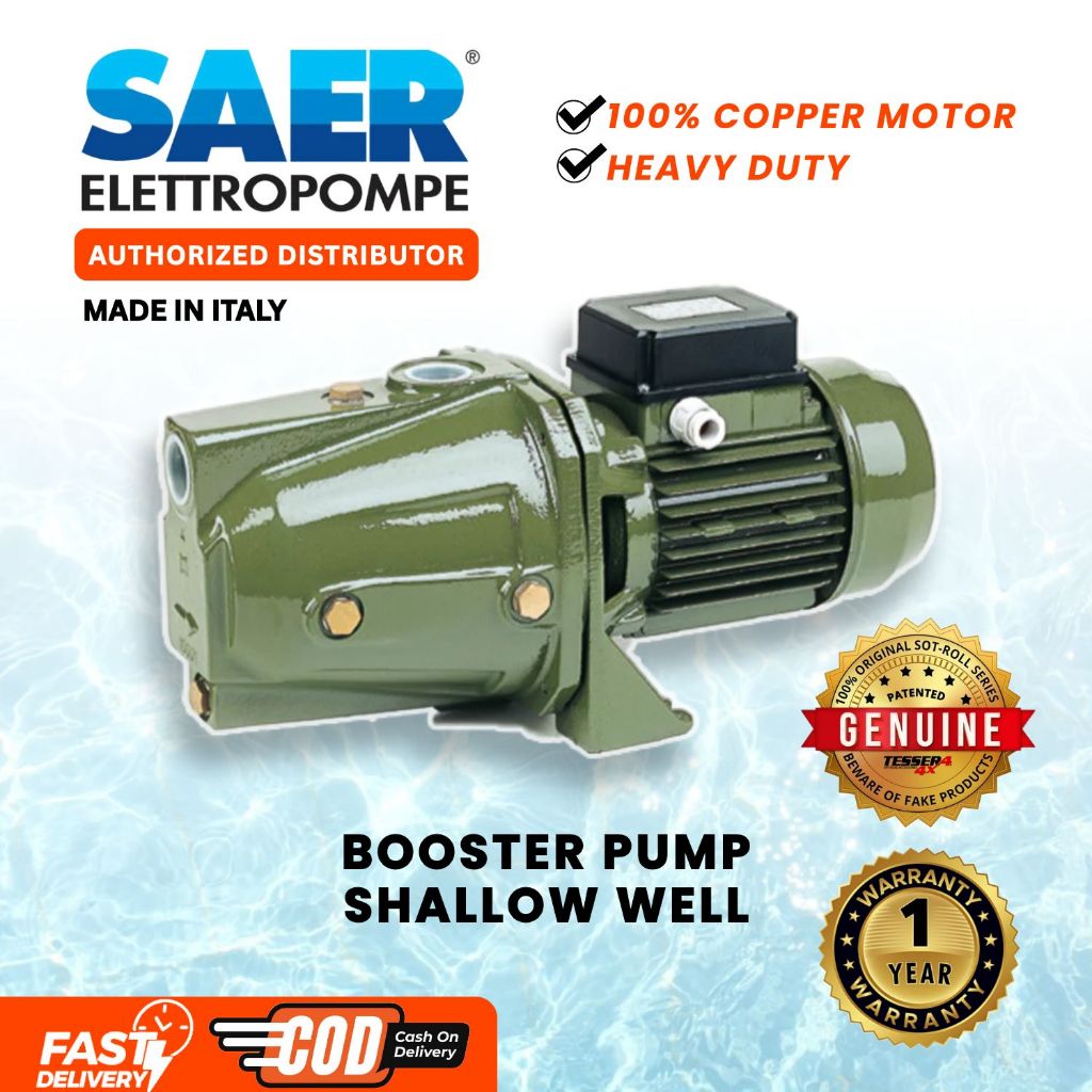 SAER Italy Original Self Priming Jet Pump 1HP Water Booster Pump ...