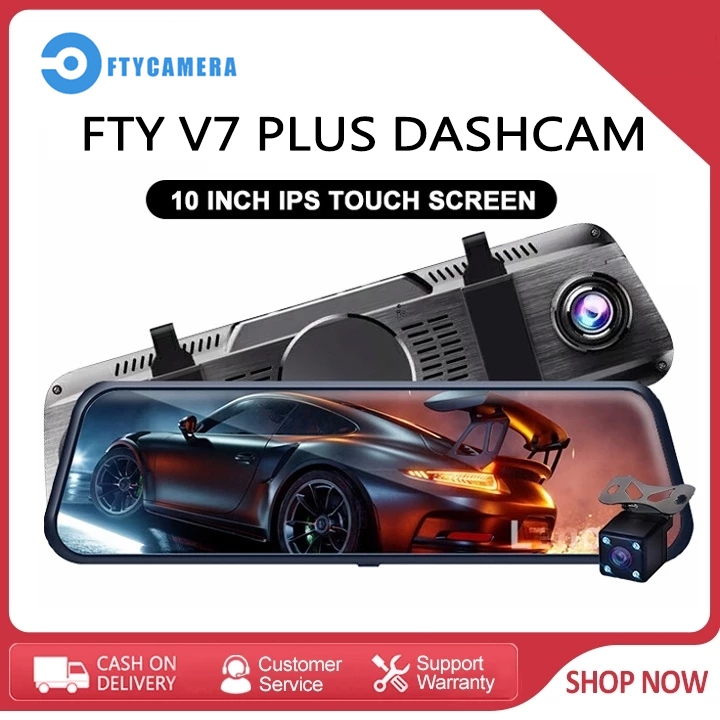 FTY V7 PLUS 10-inch IPS Touch Screen Dash Cam for Car with HD 1080P ...
