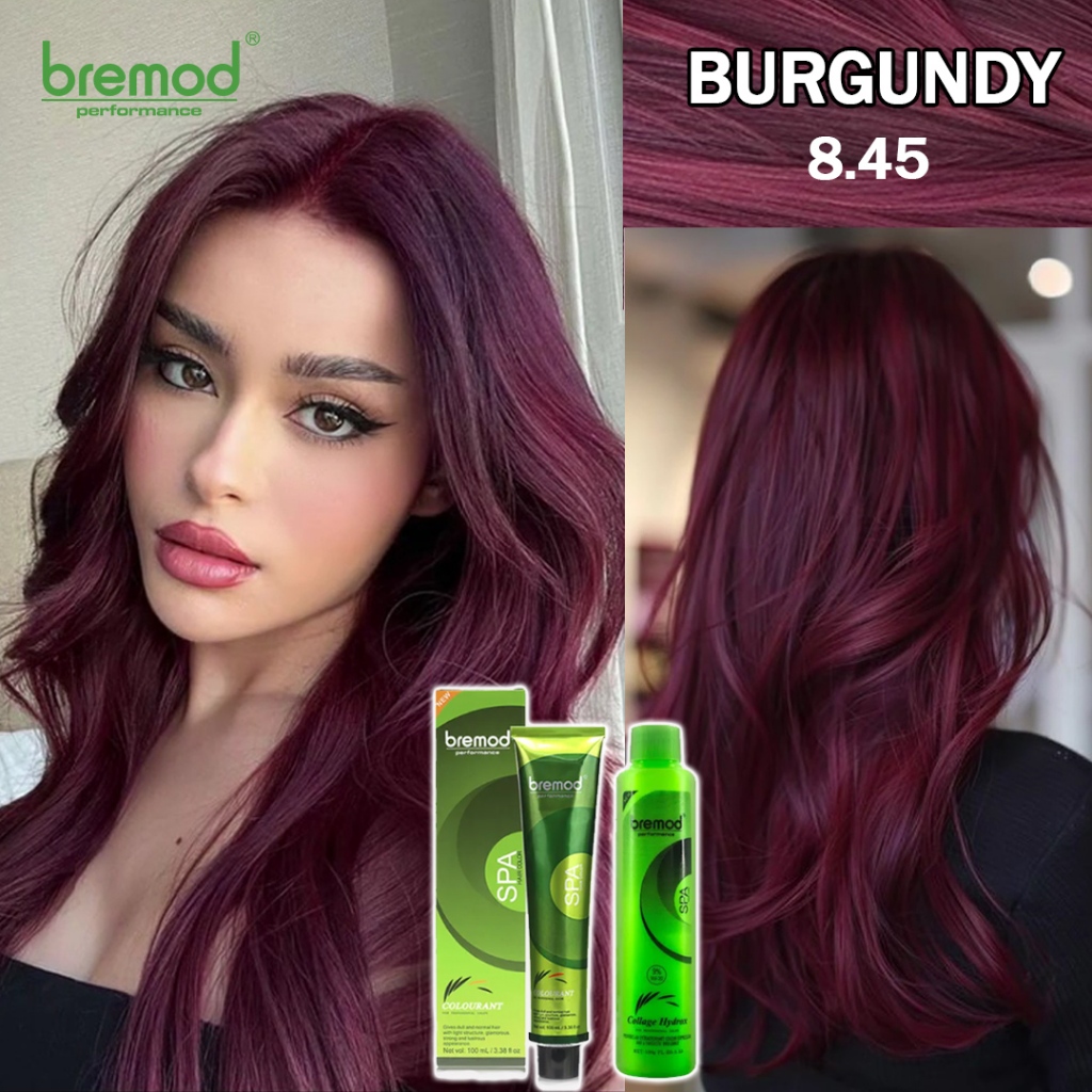 Bremod Hair Color 8.45 BURGUNDY (Set) With Oxidizing Cream 12%, 9% or 6 ...