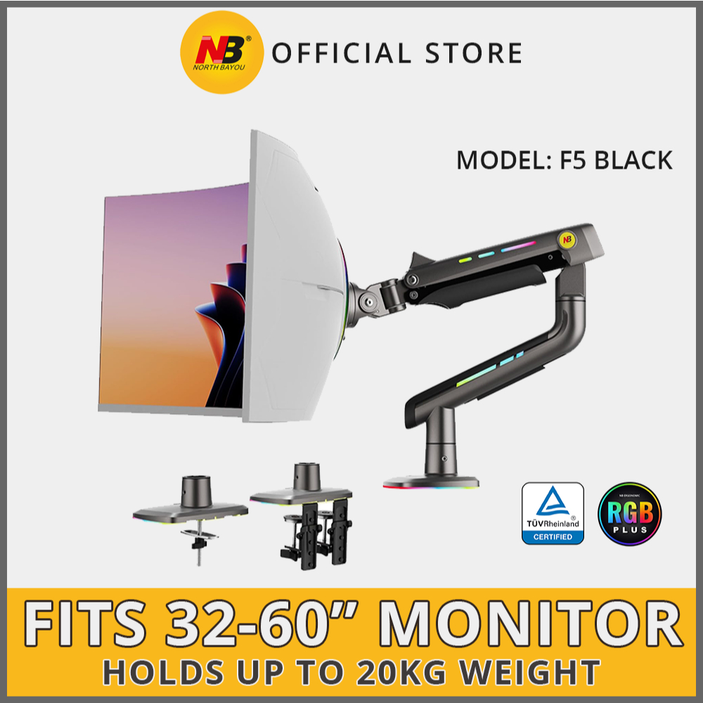 NB North Bayou Gaming Monitor Arm G60 32 to 60 Inch Screen, up to 20 kg ...