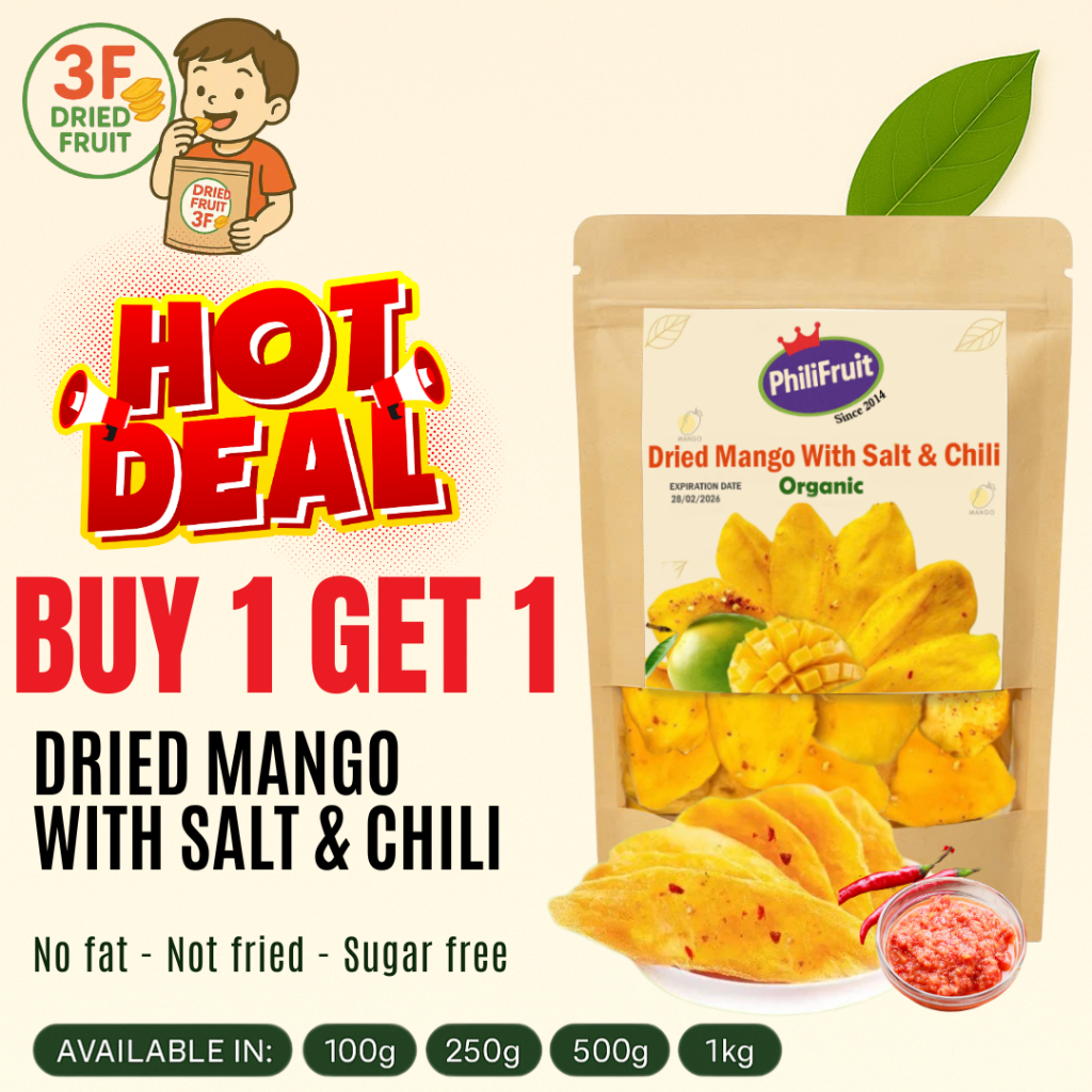 【BUY 1 GET 1】3F Dried Mango with Salt and Chili 100g | Sweet & Chili ...