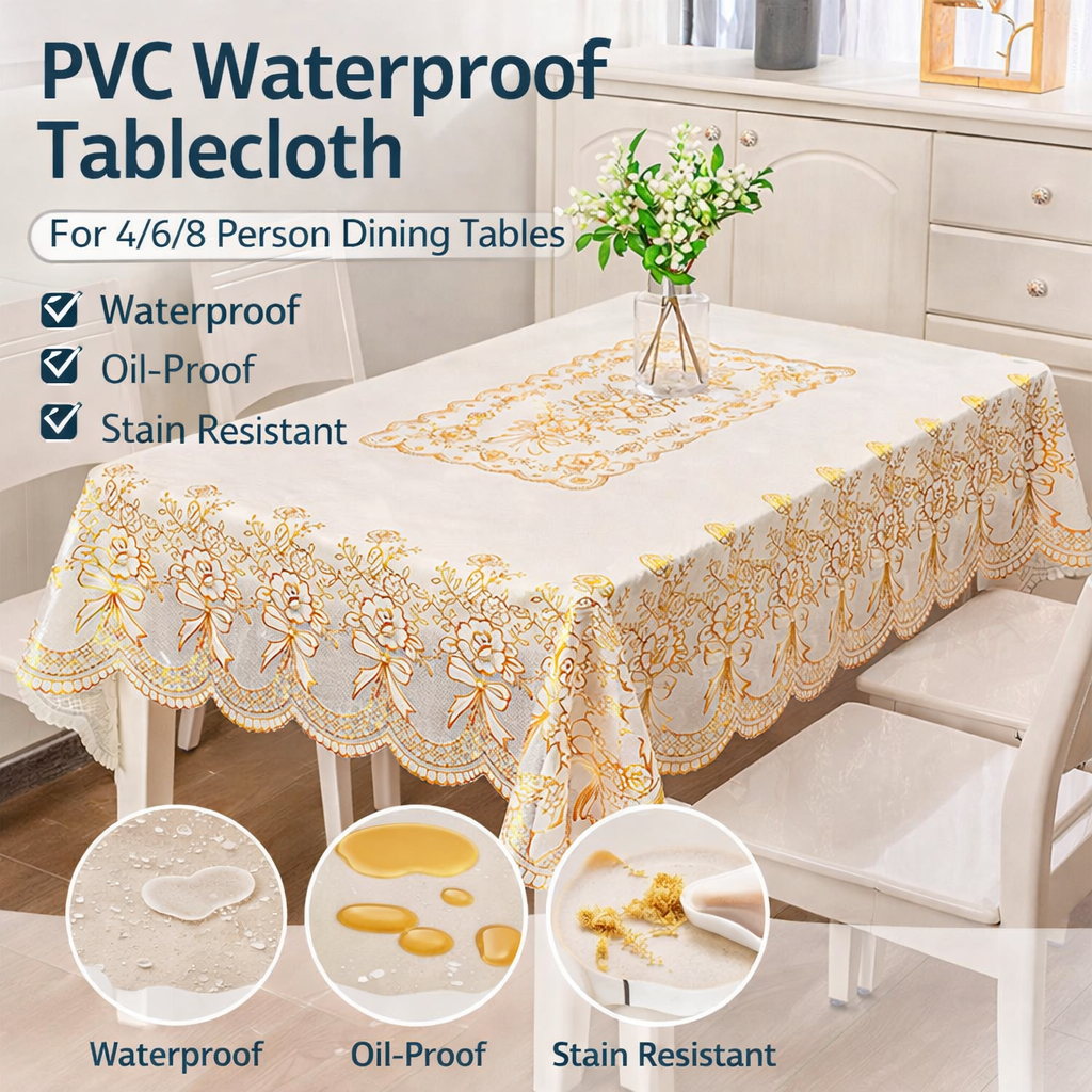 Rectangle Pvc Tablecloth Waterproof 0ilproof Table Cover Floral ...