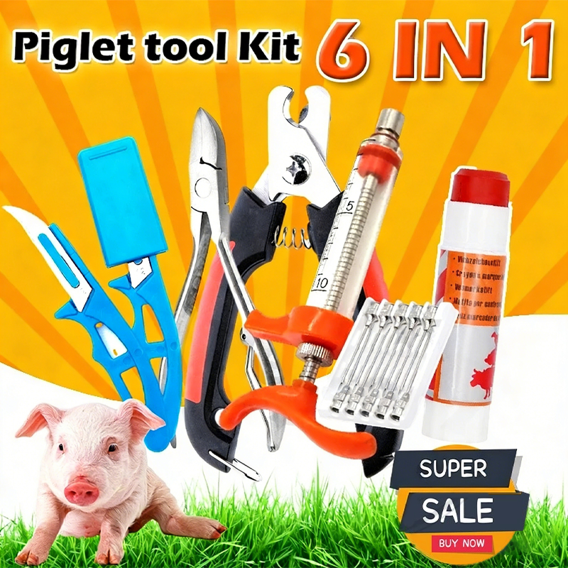 6-in-1 Piglet Care Kit - Tail Cutter, Tooth Nipper, Castration Tool ...