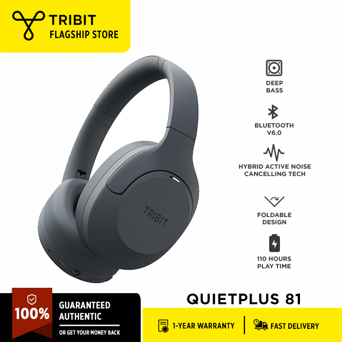 Tribit Wireless QuietPlus 81 Over-Ear Headphones, Hybrid Active Noise ...