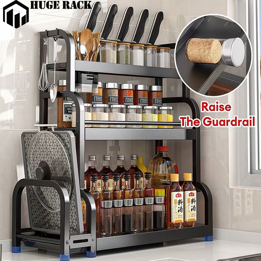 Kitchen Spice Rack Condiment Organizer Rack Knife Rack Carbon Steel ...