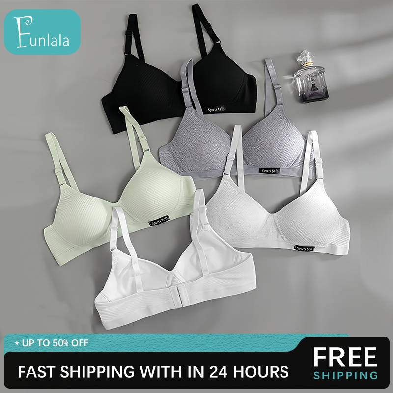FUNLALA 3PCS Wireless Bra Thin Cotton Without Steel Ring Push Up Bra ...