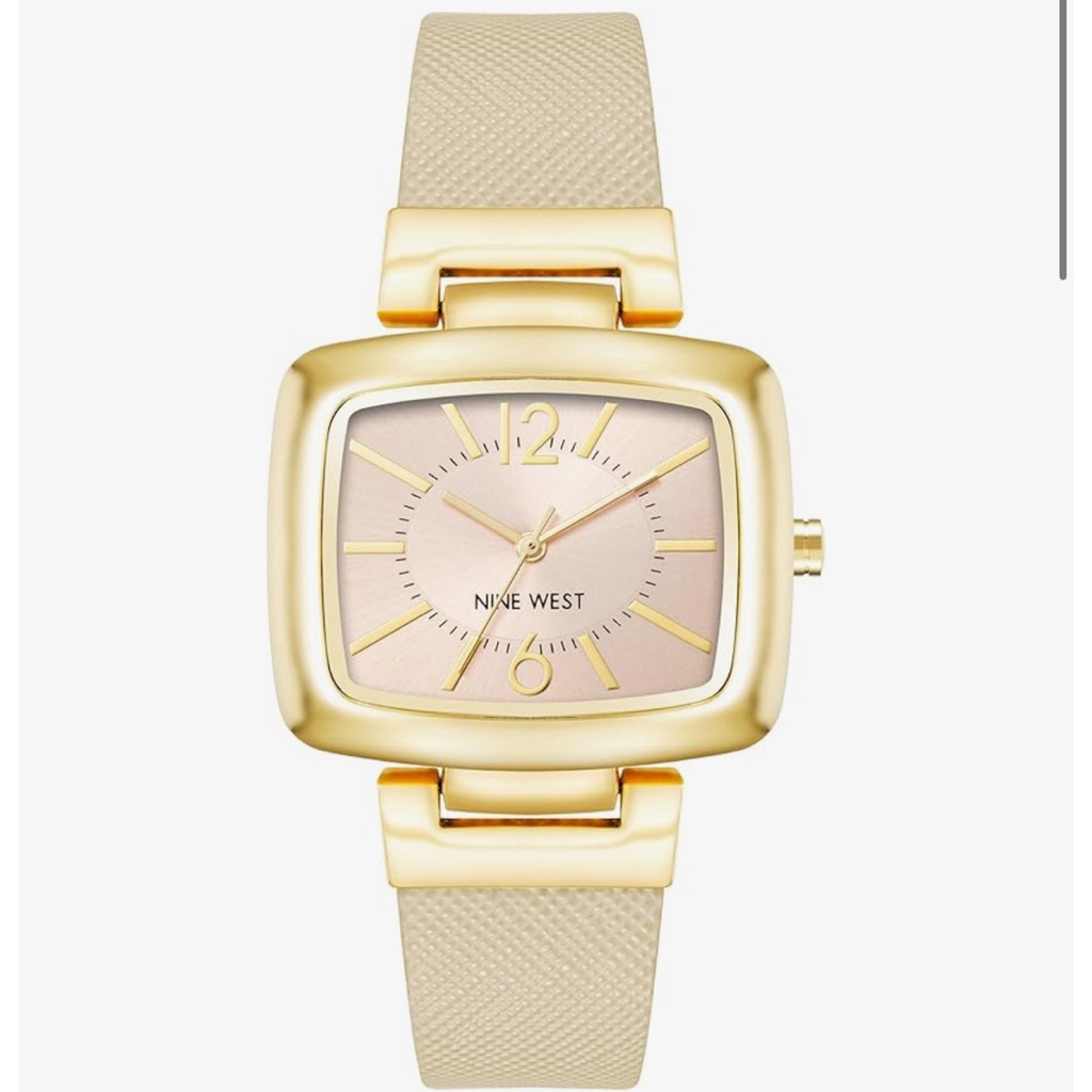 Nine West Square Beige Dial Watch with Gold-Tone Accents | Shopee ...
