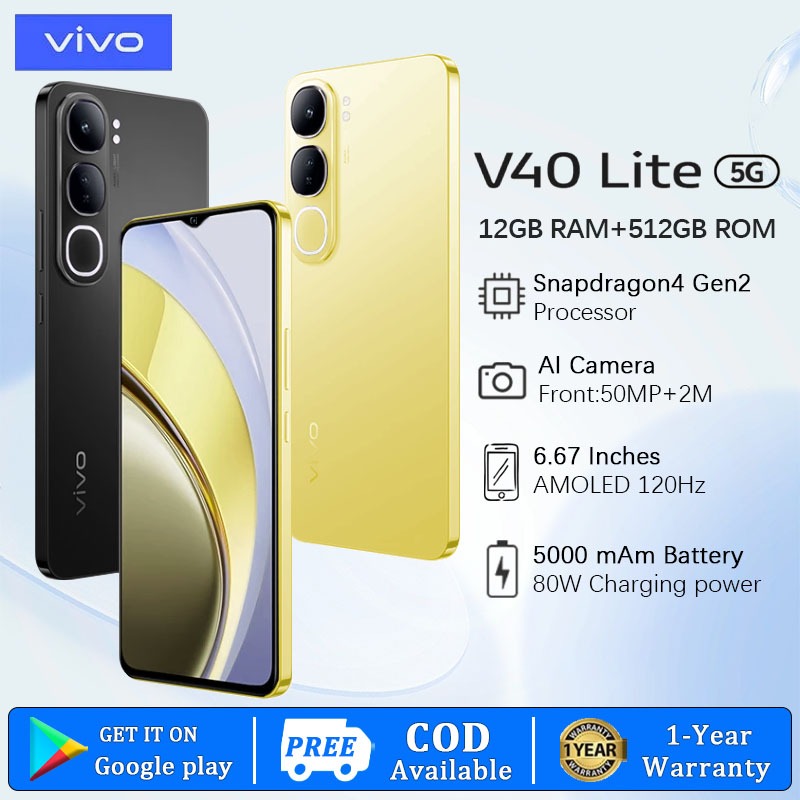Original V40 Lite 5G smartphone 12GB+512GB 5000mAh Battery 50MP AI ...
