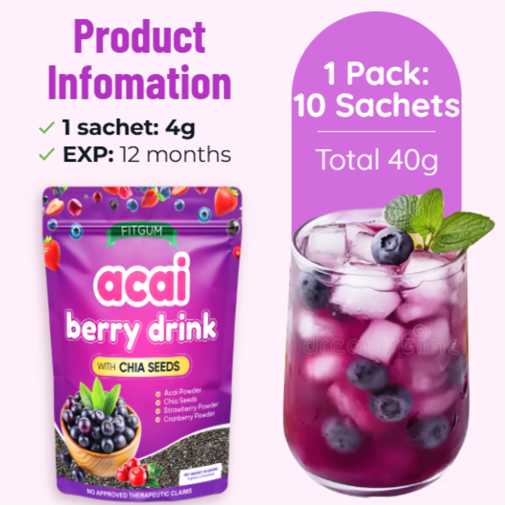 FITGUM Acai Berry Drink Supermix Extra Chia Seeds Slim Body Skin ...