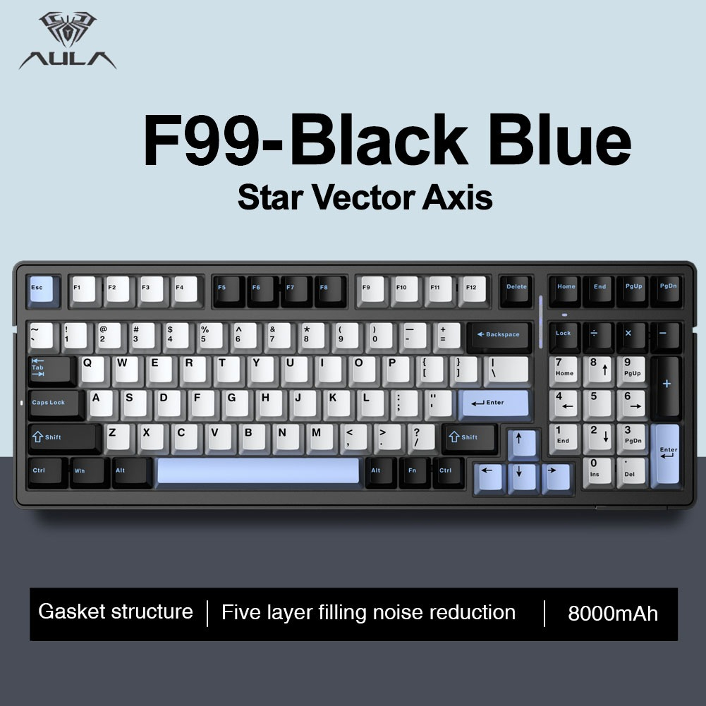 AULA F99 Pro Mechanical Keyboard – 99 Keys Tri-Mode Wireless Hot-Swap ...