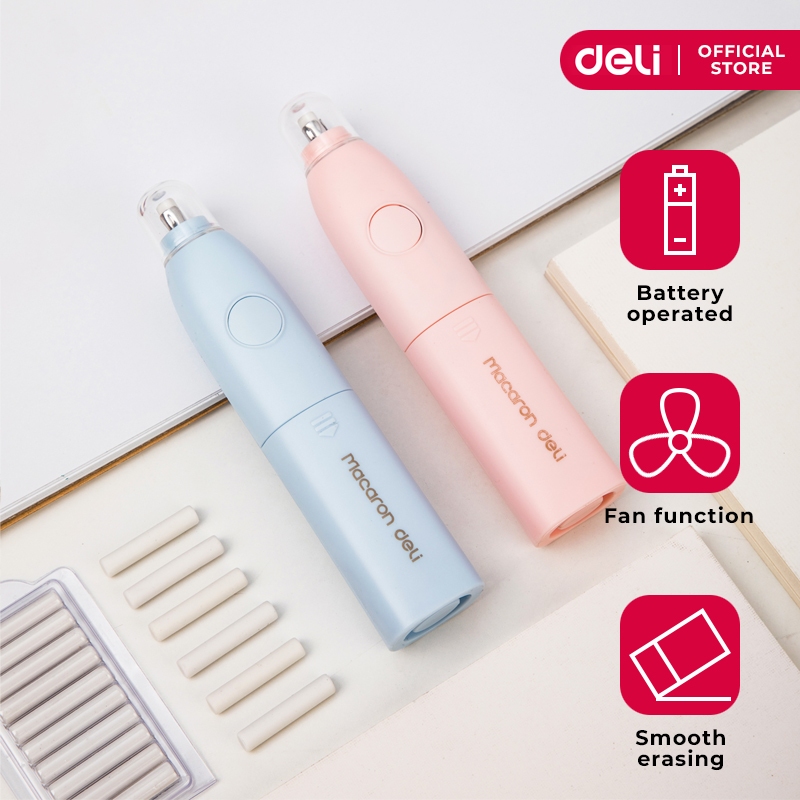 Deli EH02701 Macaron Electric Eraser PVC-free Non-toxic | Shopee ...