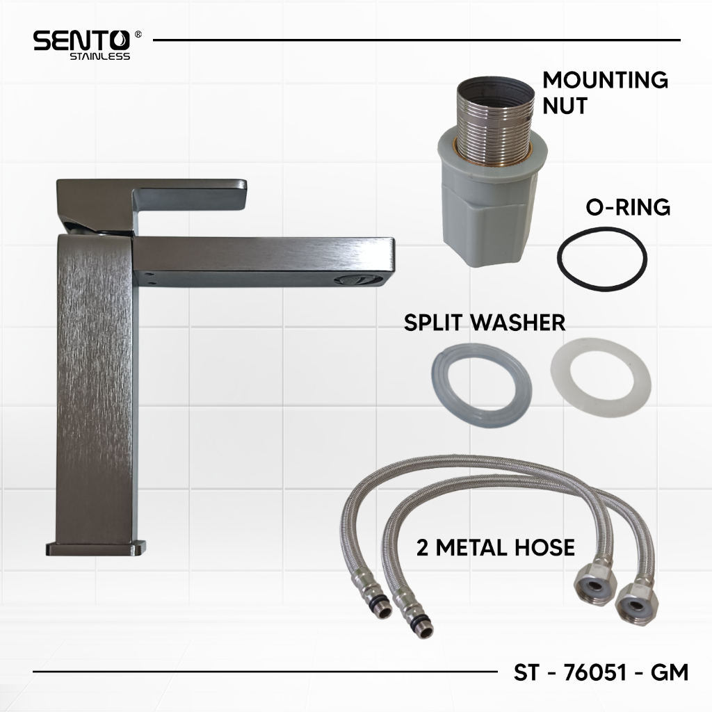 SENTO Luxury Lavatory Faucet Hot and Cold Gun Metal ST-76051-GM ...