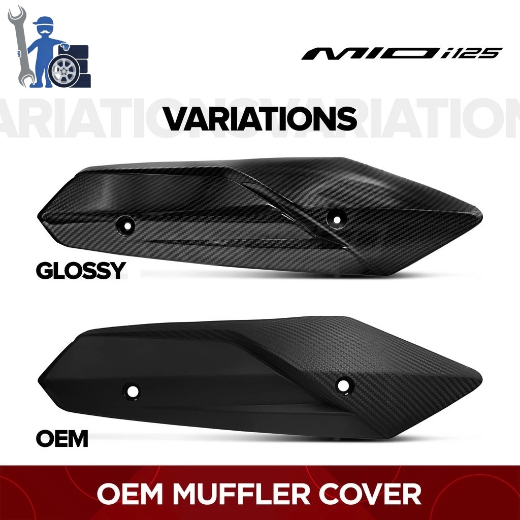 Carspark YAMAHA MIO i125 MUFFLER COVER GLOSSY CARBON / MIO i 125 HEAT ...