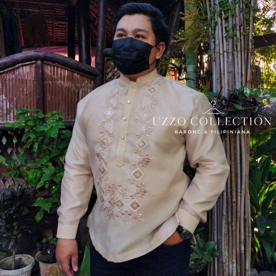 HABLON II Beige Modern Barong Tagalog Pinya Organza Chinese Sports ...