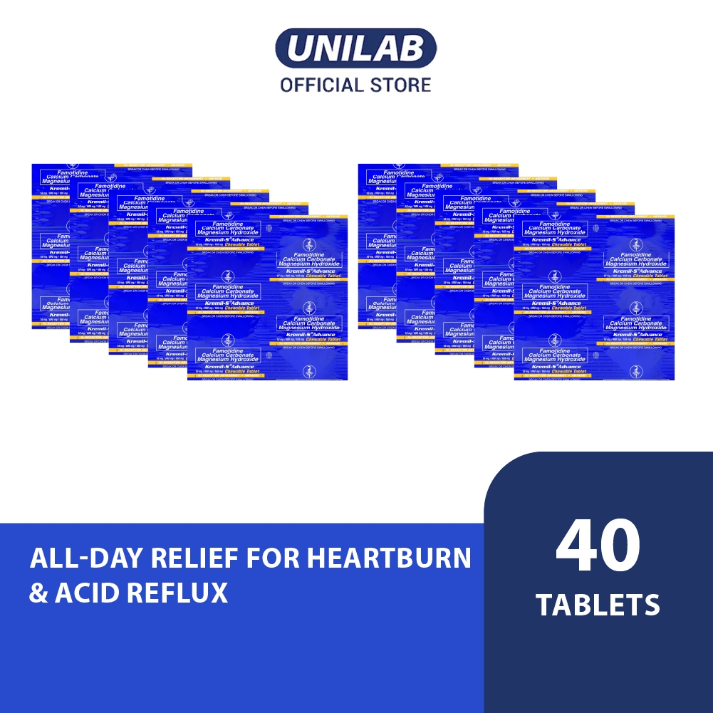 Unilab Kremil-S Advance Antacid 40 Tablets - For All-Day Relief for ...