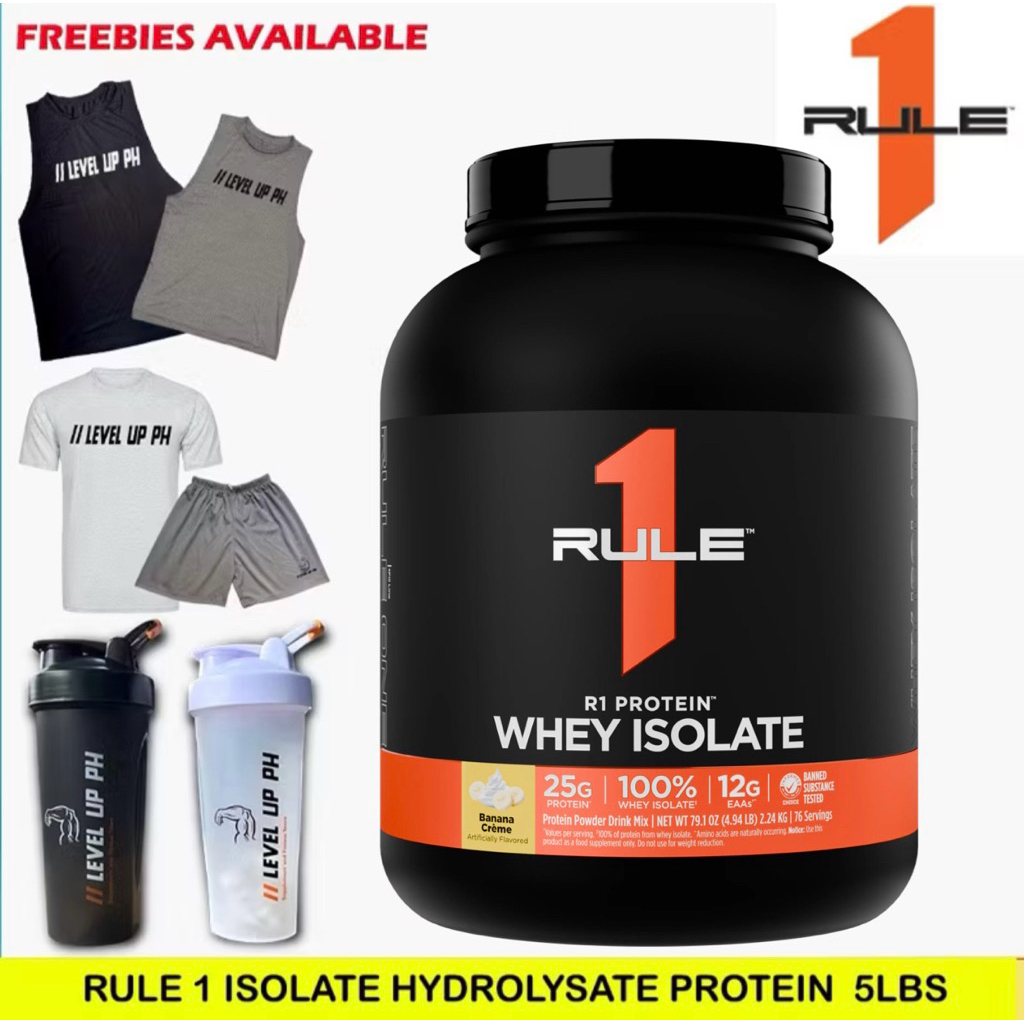 Rule 1 Protein Isolate 5 lbs with Freebie Shaker, Tanktop, Short or ...