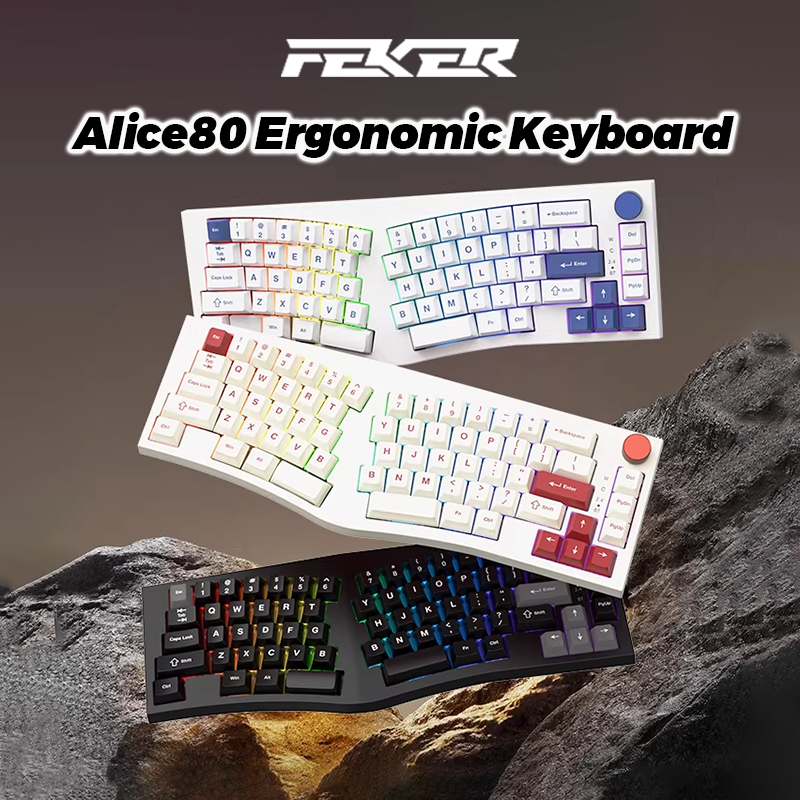 FEKER Alice80 Mechanical Keyboard 65% Ergonomic Design RGB Tri-Mode Hot ...