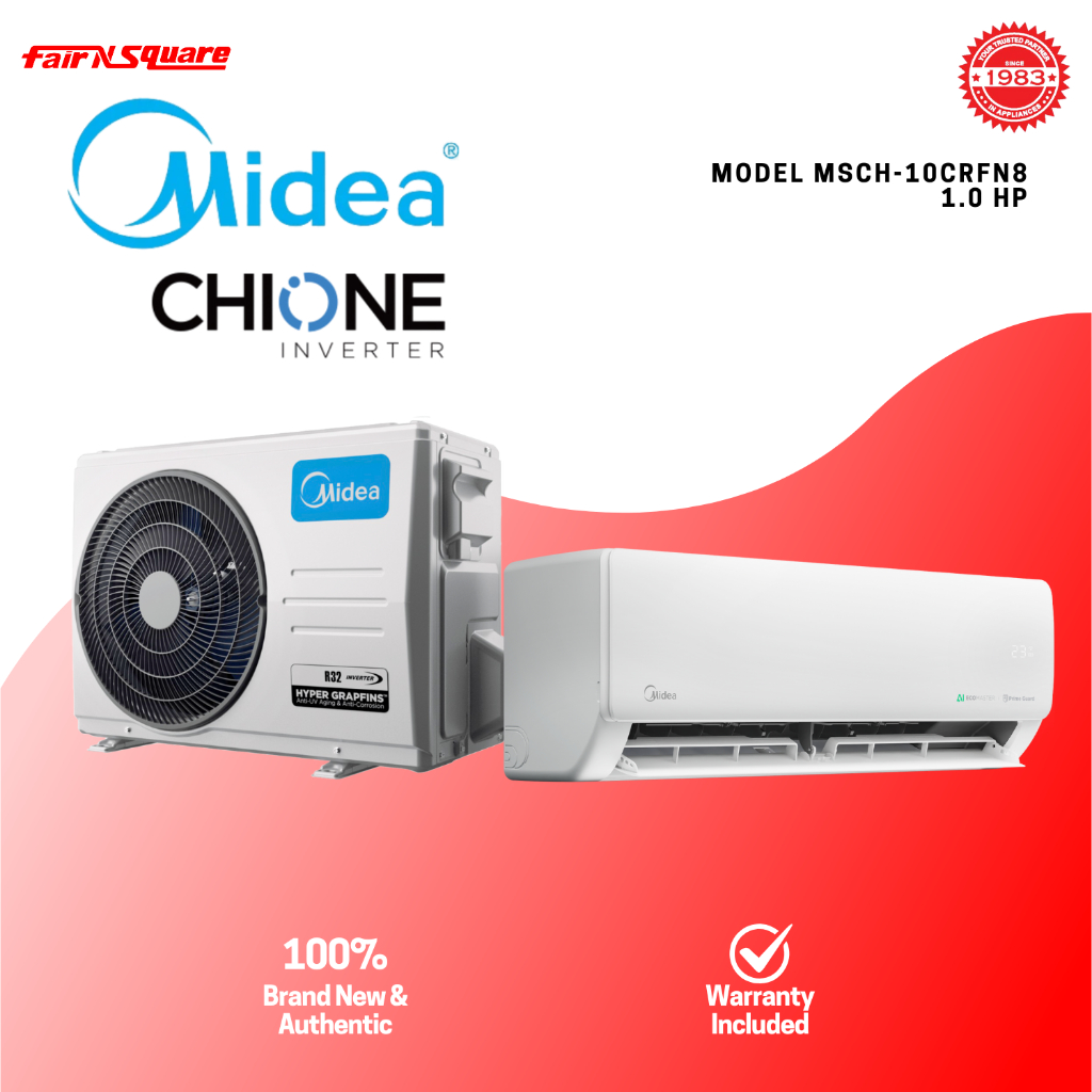 Midea Split Type Aircon 1HP Full DC Inverter Chione (MSCH-10CRFN8 ...