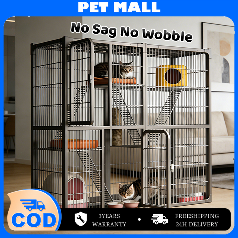 Pet mall Cat House Indoor Cat Villa Pet Cage for Cat Cage with Litter ...