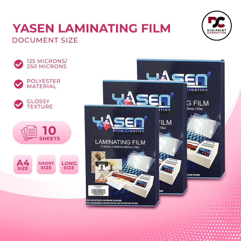 10sheets Yasen Laminating Film Document Size (A4 / Short / Long)ize 125 ...