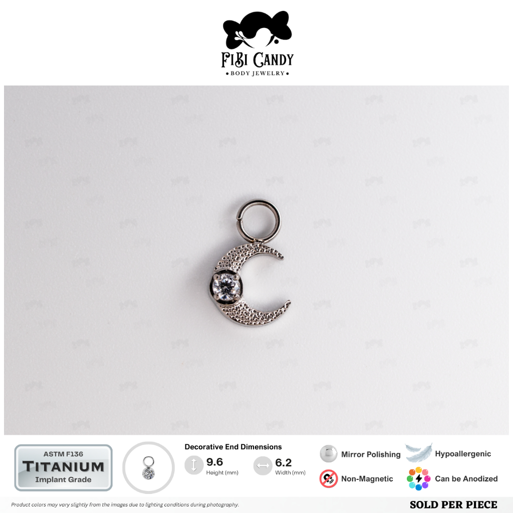 FiBiCandy CHRM013 Lunarex Charm ASTM F136 Titanium Earring Moon ...