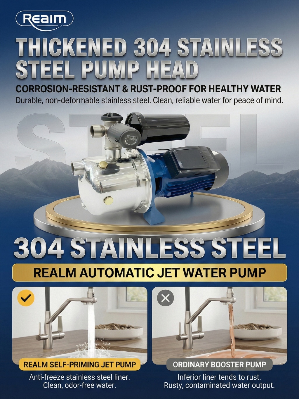 REAIM Jetmatic Water Pump Booster Pump Automatic Water Pressure ...