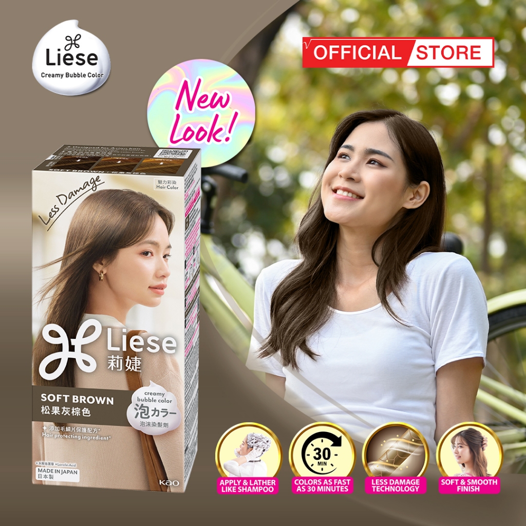 Liese Creamy Bubble Hair Color (Soft Brown) – Mess-Free DIY Hair Dye ...