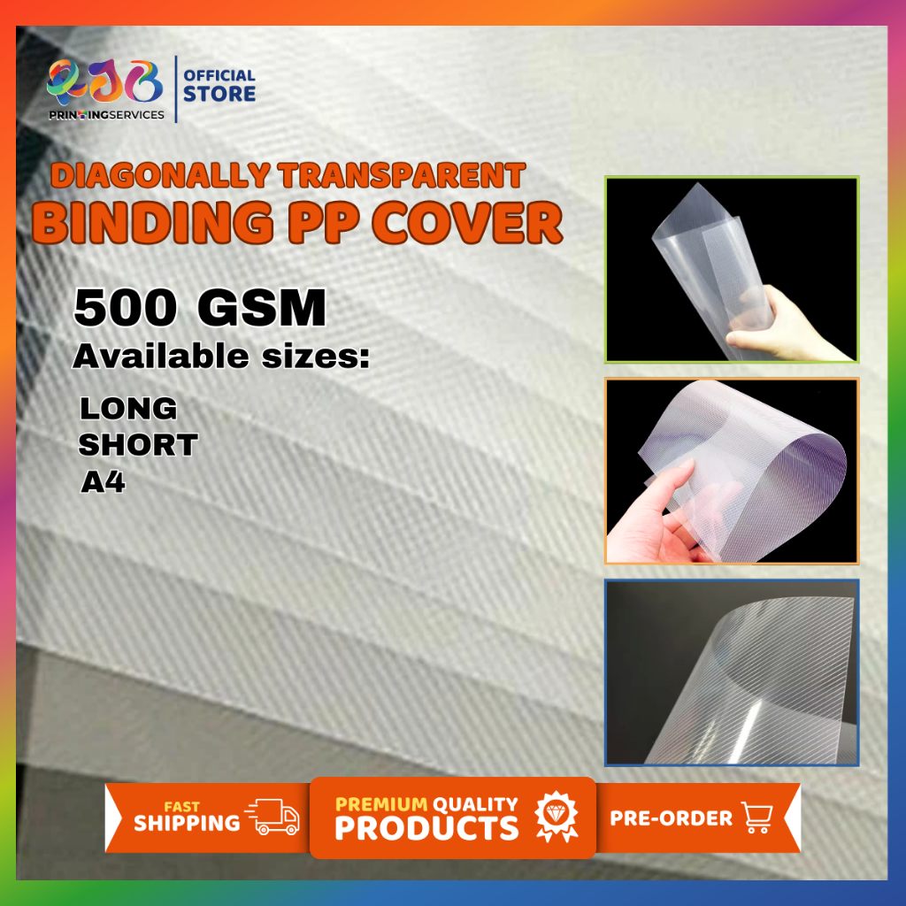 Binding PP Cover 500 GSM Diagonally Transparent | Clear Plastic Front ...