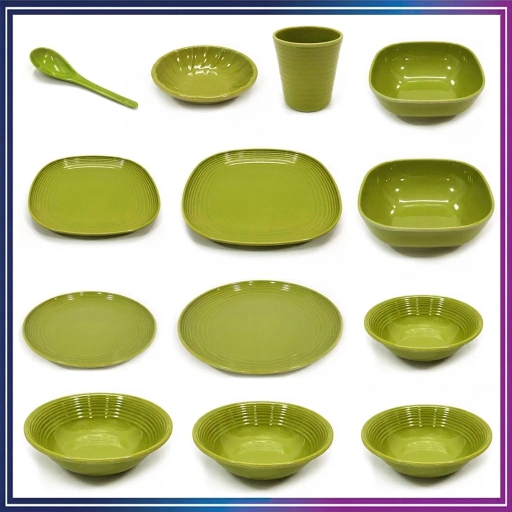 Melamine tableware, GREEN tableware, plate, bowl, cup,Anti-drop ...