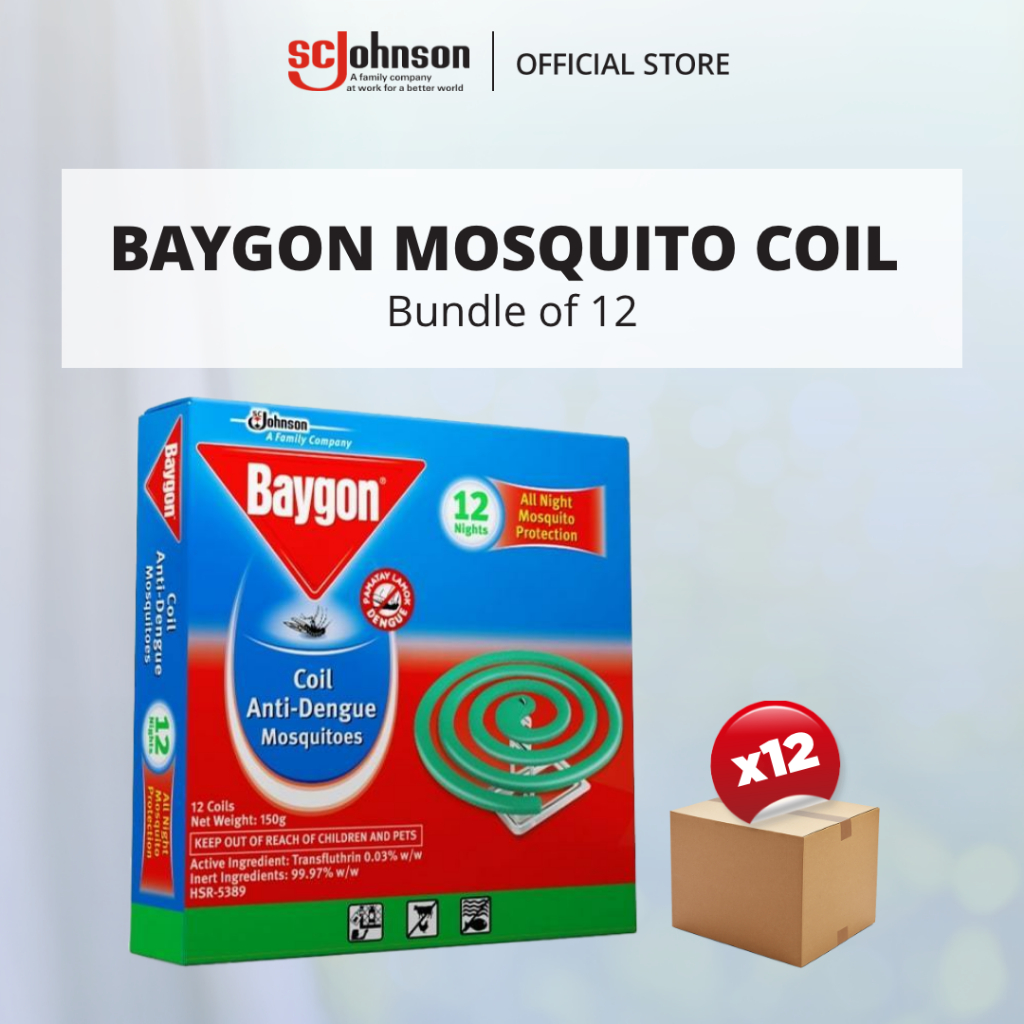 Baygon Mosquito Coil Anti Dengue 150g (PACK OF 12) | Shopee Philippines