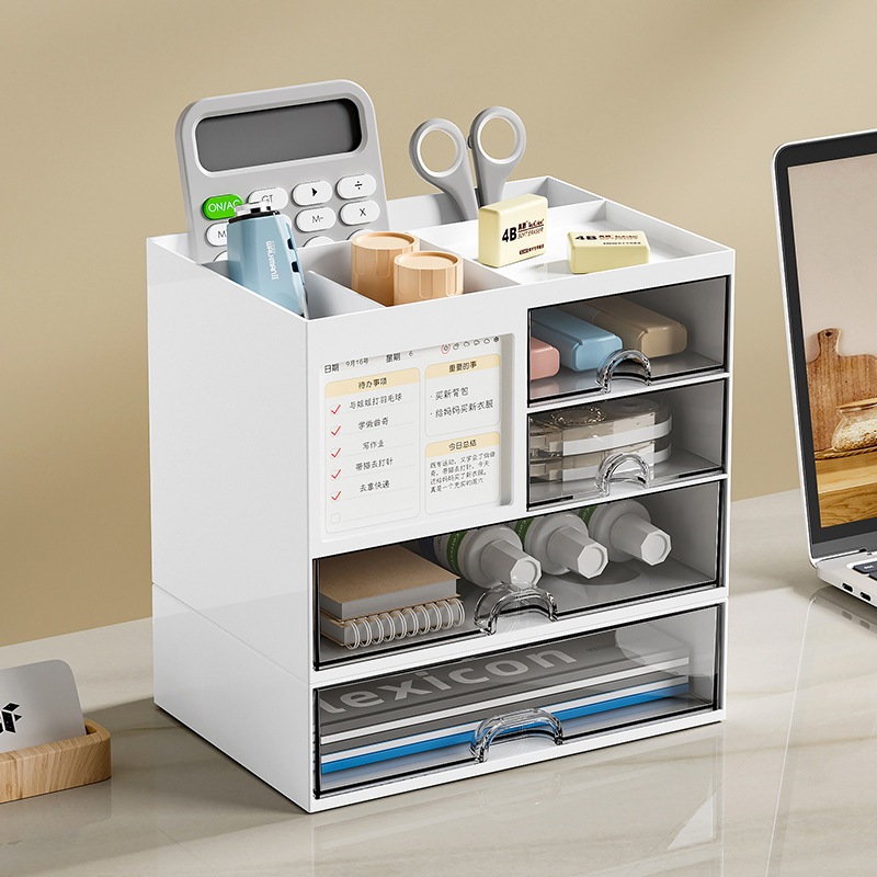 Desk Organizer Rack with Drawer Stackable Desktop Storage Box for Home ...