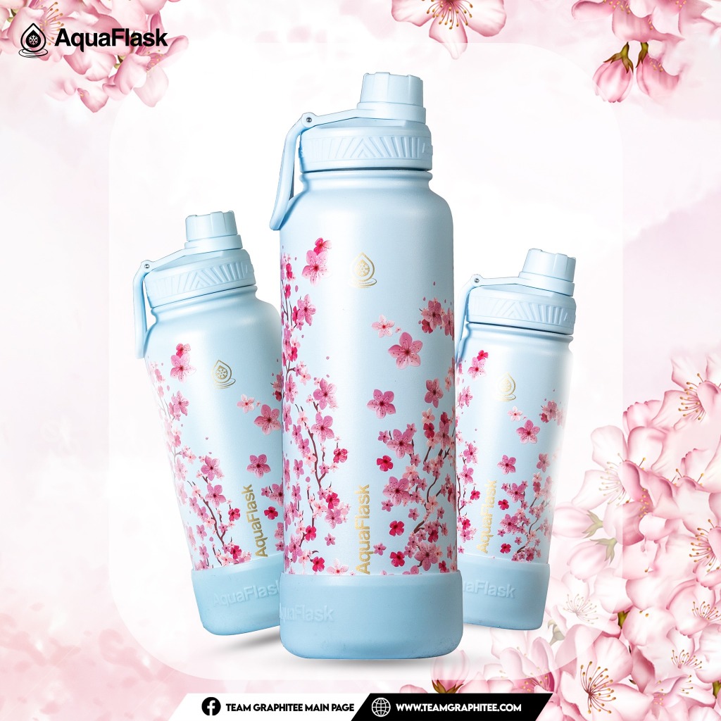 AquaFlask Sakura Blue Limited edition-Wide mouth w/ spout lid Vacuum ...
