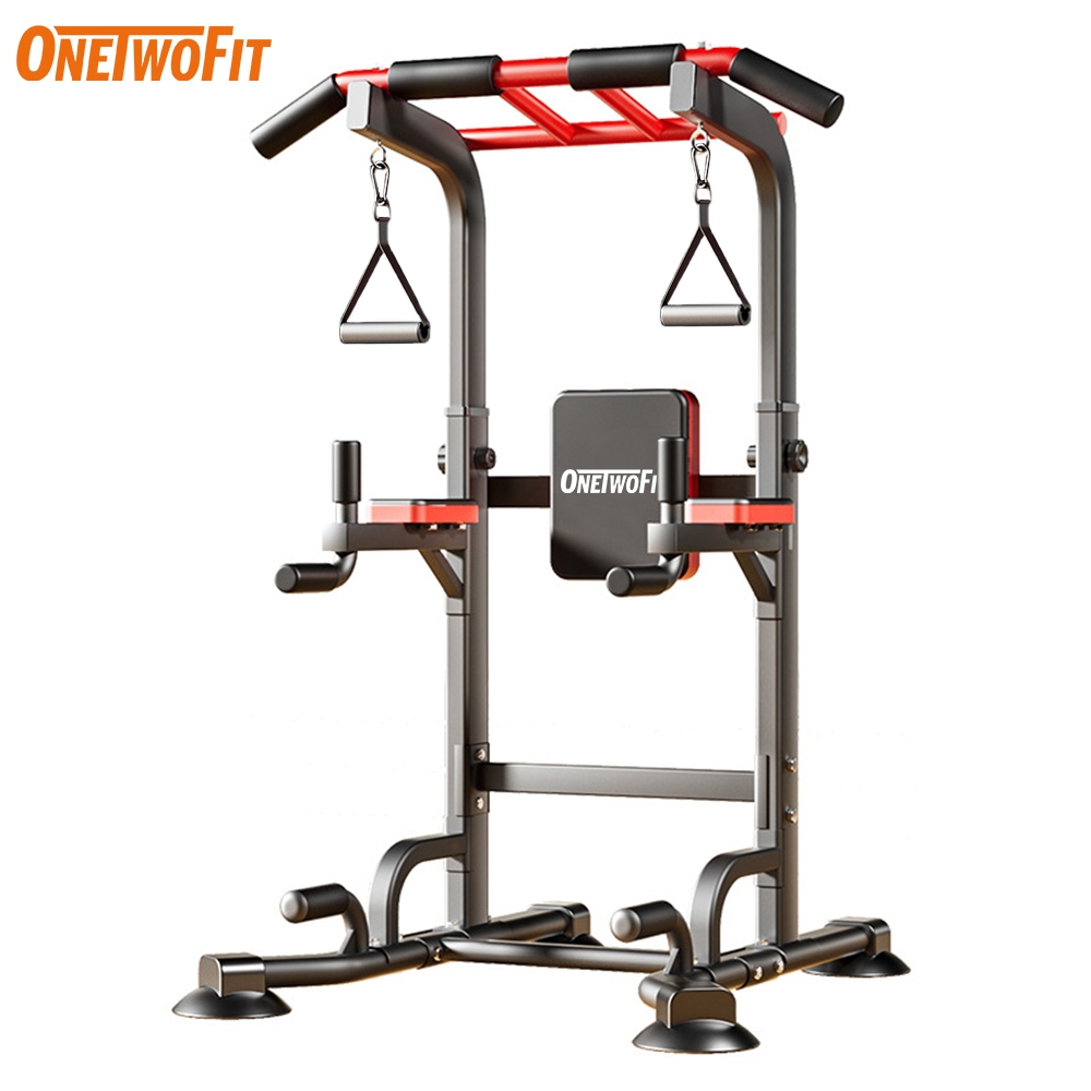 OneTwoFit Thickened Pull-up Bar Bracket Gym Exercise Bracket Single Double Bar Tower Pull-up ...