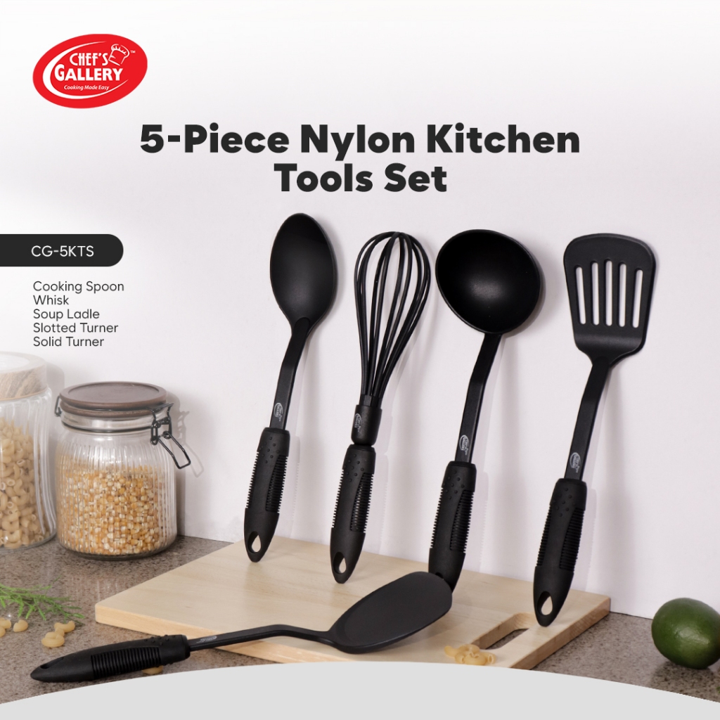 Chef's Gallery Nylon Kitchen Tools Set 5pc | Cooking Spoon | Turner ...