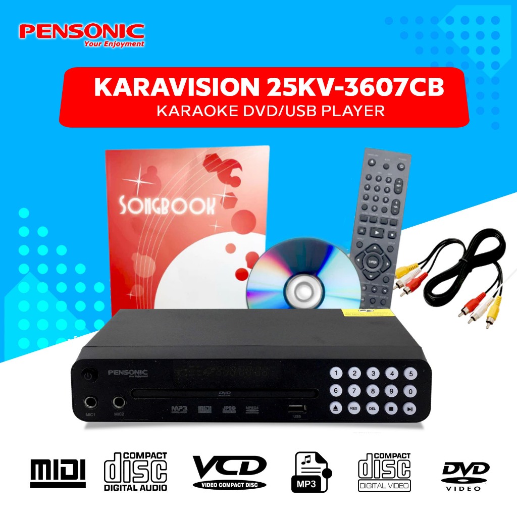 PENSONIC 25KV-3607CB KARAVISION TECHNOLOGY Karaoke Dvd Player with ...