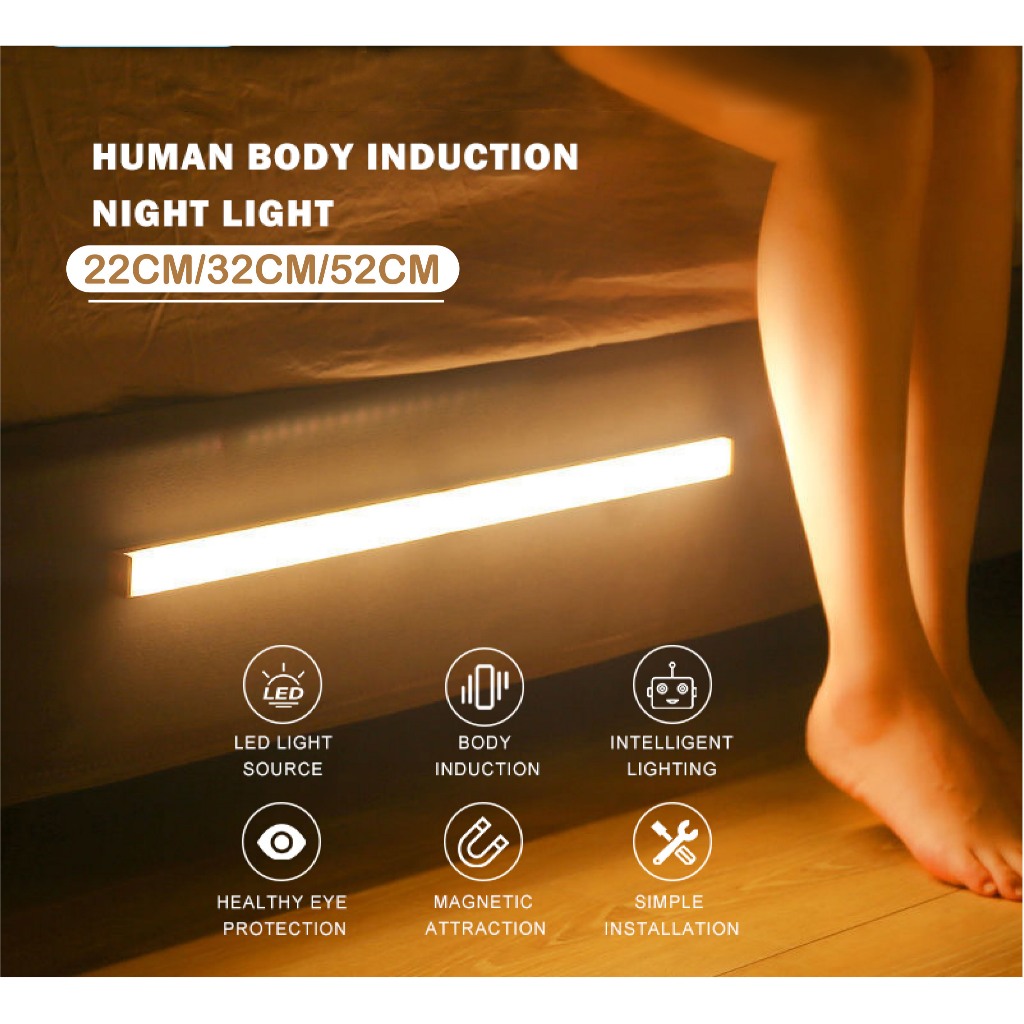 LED Wireless Smart Light Strip Rechargeable Magnetic Cabinet Light ...