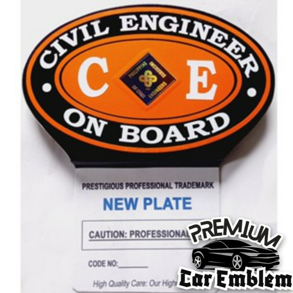 CE CIVIL ENGINEER ON BOARD CAR EMBLEM Black Background | Shopee Philippines