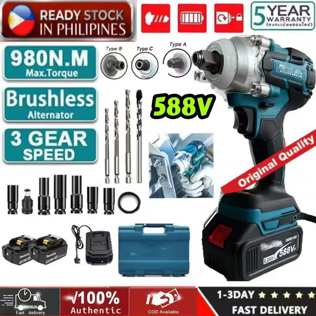 Electric Impact Wrench Cordless Brushless Heavy Duty Electric Ratchet ...