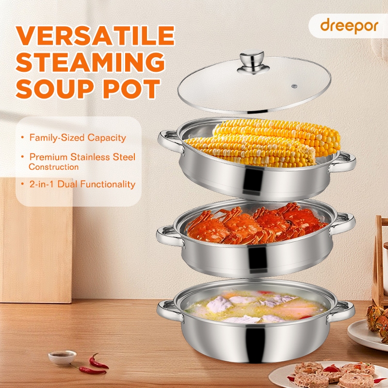 Dreepor Steamer 3 Layer Stainless Food Steamer Stainless Steamer 3 ...