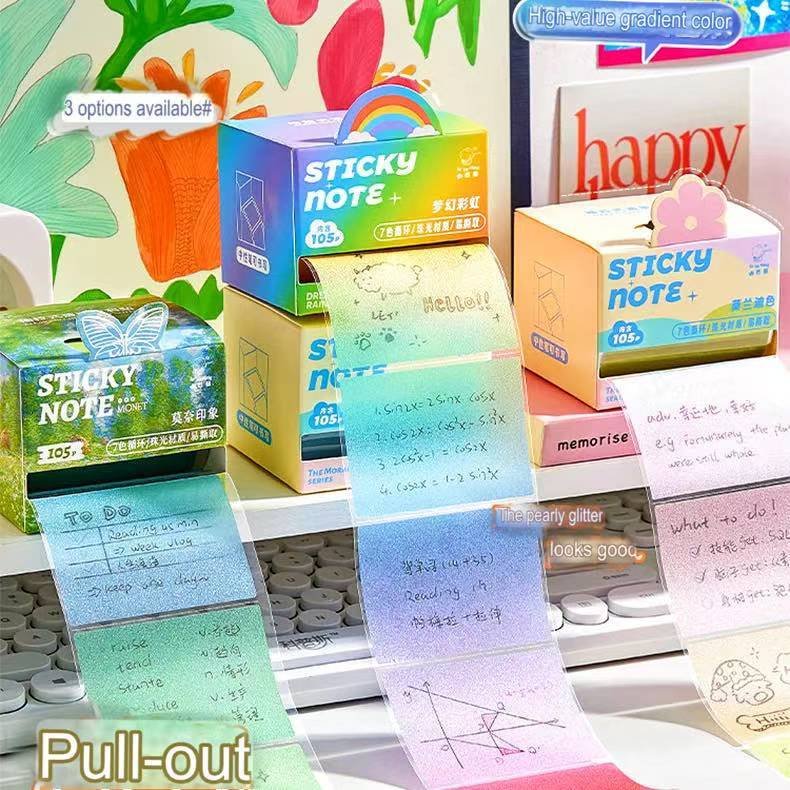 Pearlescent Transparent Pull-Out Sticky Notes 50 Stickers High-Value ...