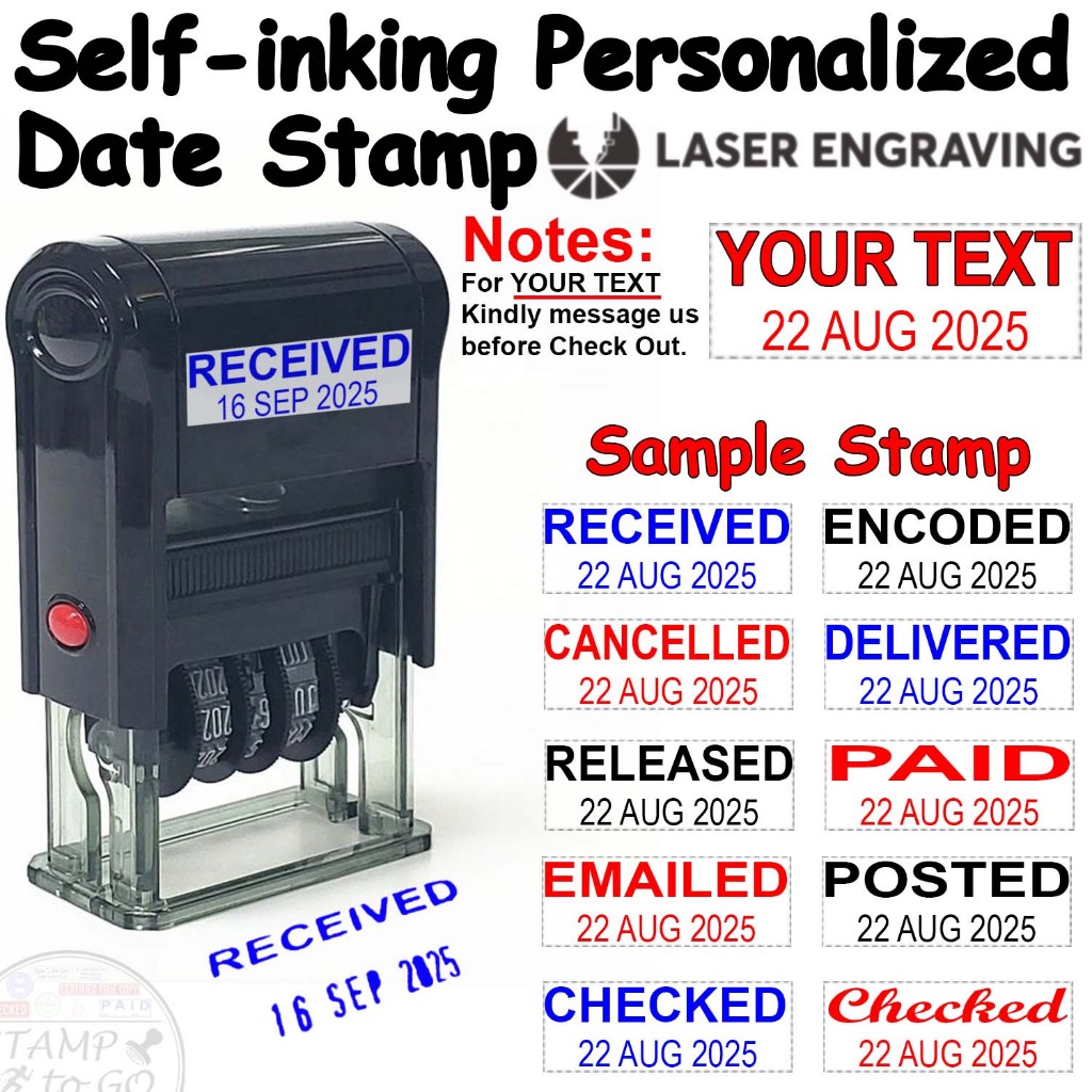 Personalized Date Stamp Self-inking with Custom Text in Laser Engraving ...