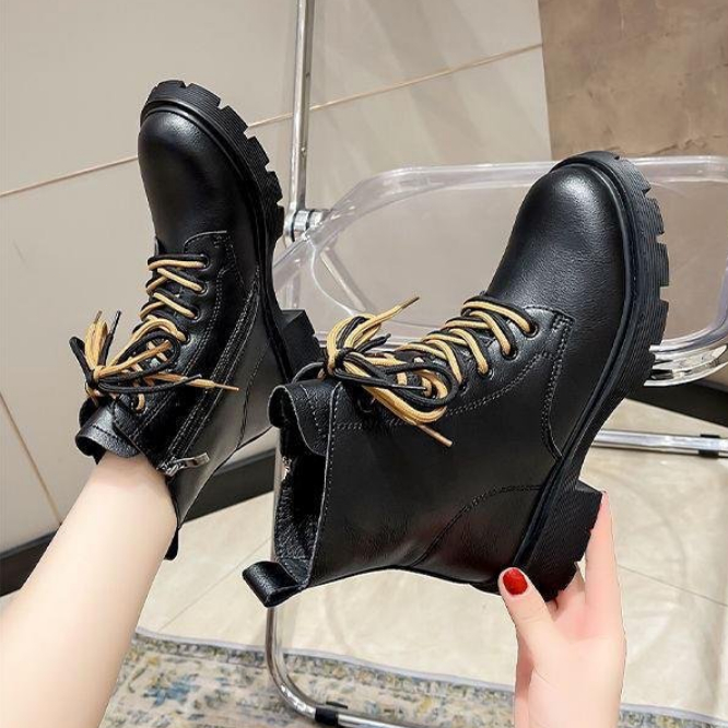 Size 35-40 British Style Boots for Women Thick Soled Short Boots Lace ...