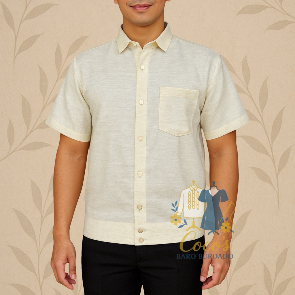 Polo Jacket Barong with Side Pocket (Pinya Jusilyn w/ lining) | Shopee ...