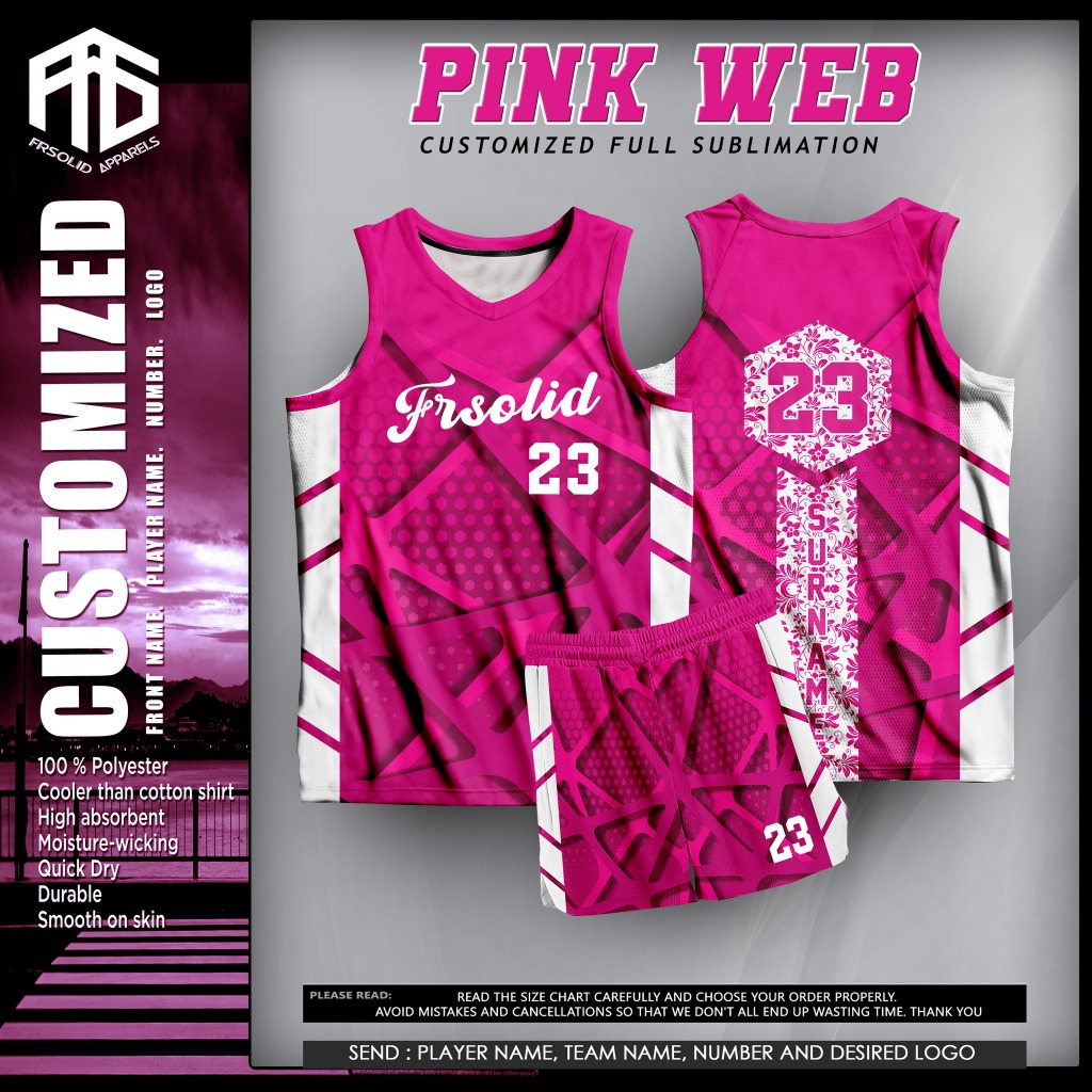 PINK WEB Basketball Sando and short warmer customized full sublimation ...